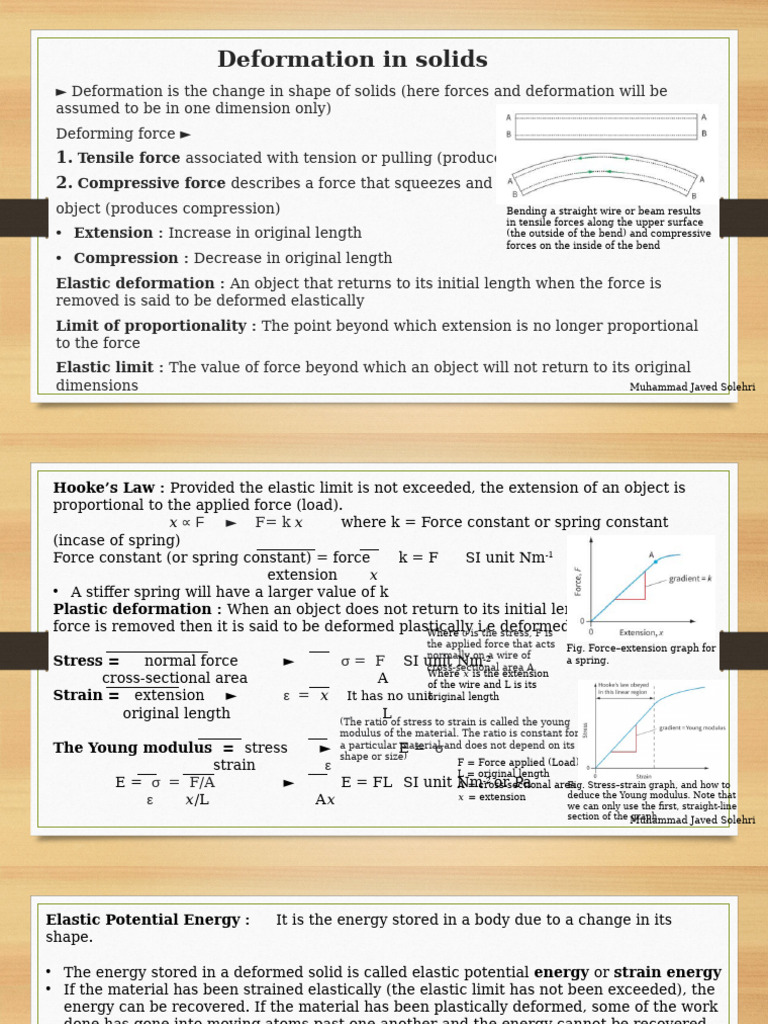 Deformation in Solids | PDF | Deformation (Engineering) | Elasticity (Physics)