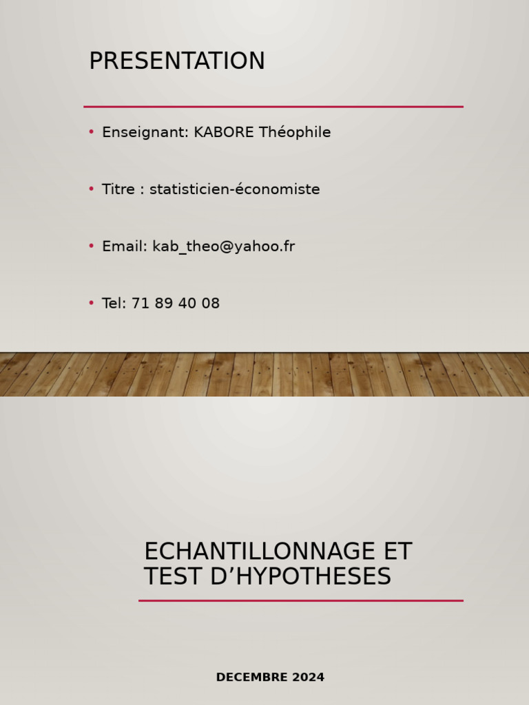 Échantillonnage et Tests d'Hypothèses | PDF | Échantillonnage ...