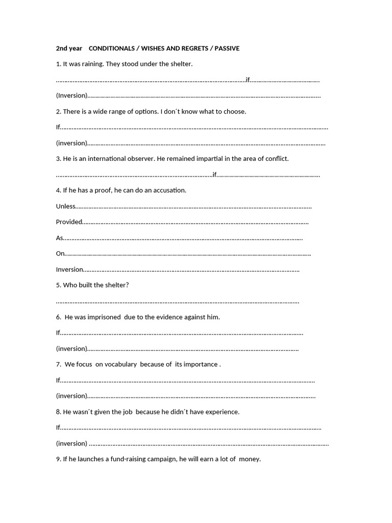 2nd Year CONDITIONALS and Passive | PDF