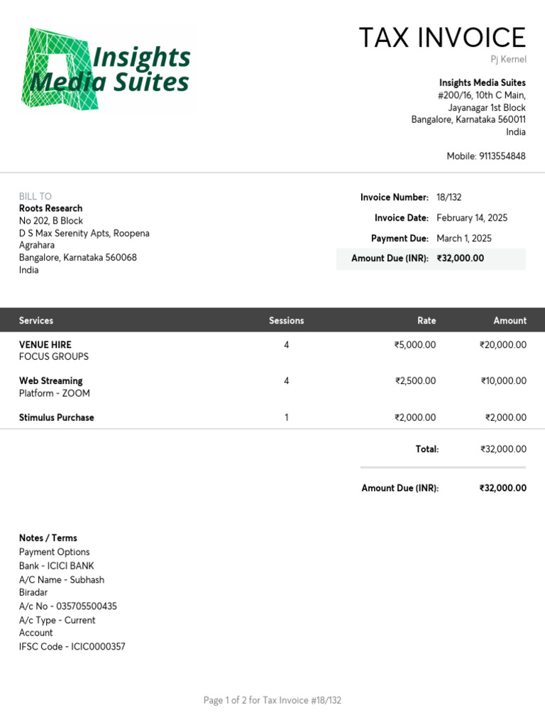 Invoice 18 132 2025-03-01 | PDF | Payments