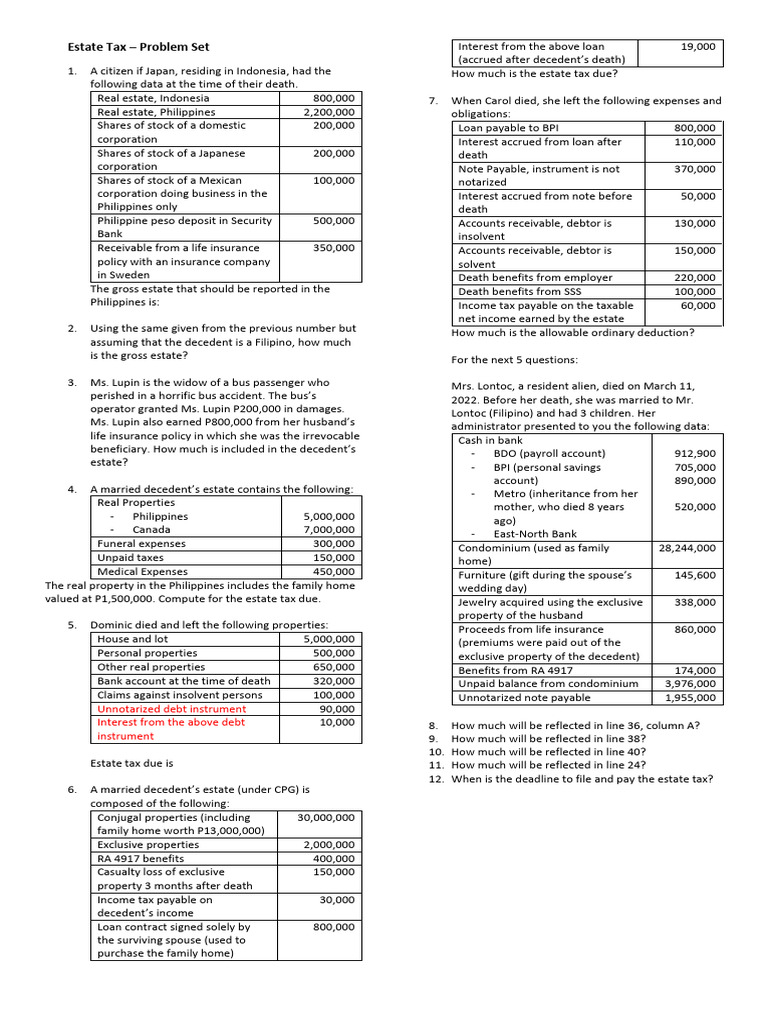 Estate Tax Calculation Scenarios | PDF | Estate Tax In The United ...