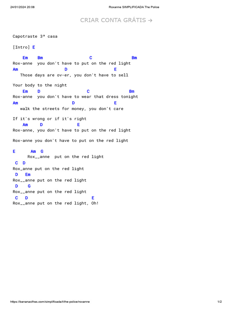 Roxanne SIMPLIFICADA The Police | PDF