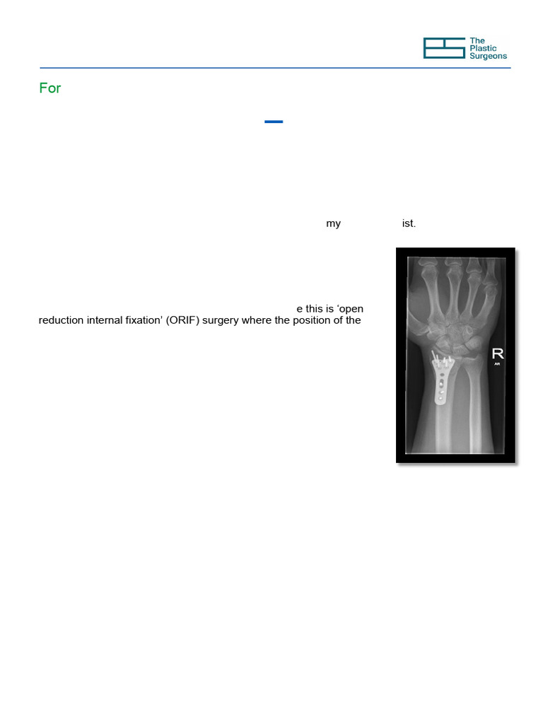 Post-ORIF Wrist Surgery Recovery Guide | PDF | Clinical Medicine ...