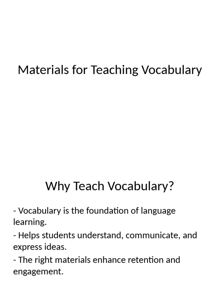 Materials For Teaching Vocabulary | PDF | Vocabulary | Learning