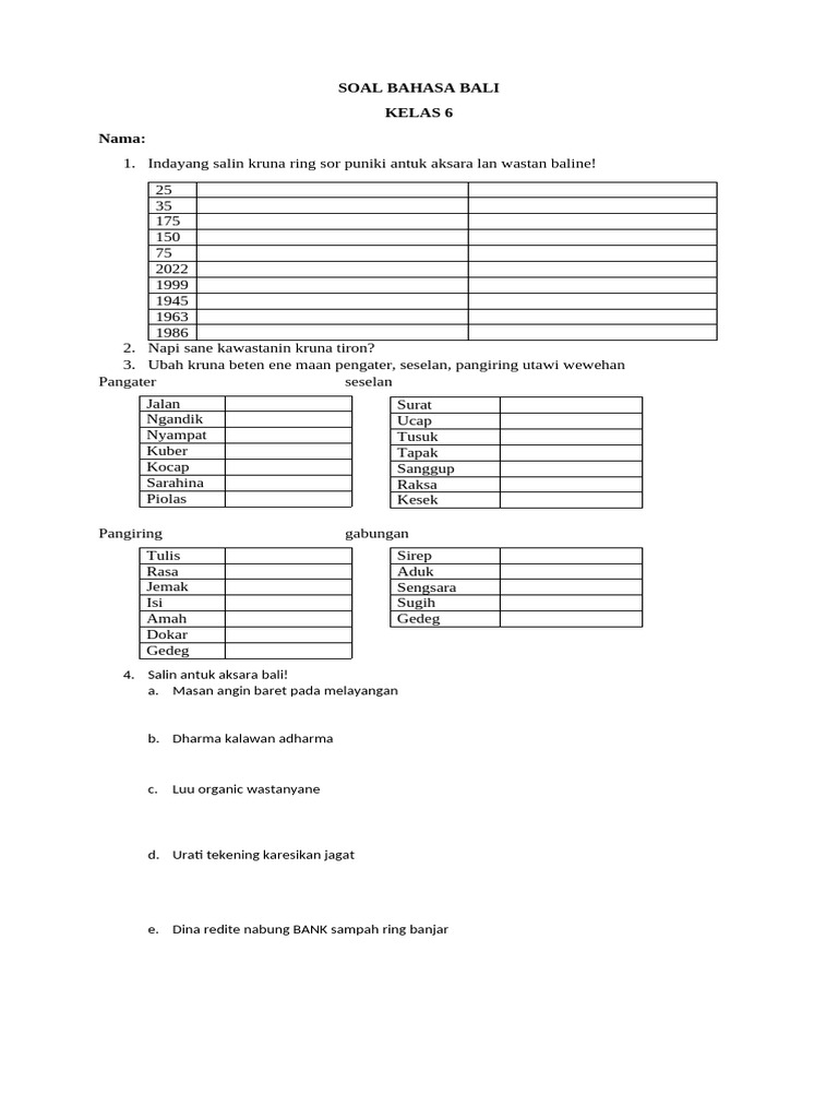 Soal Bahasa Bali | PDF