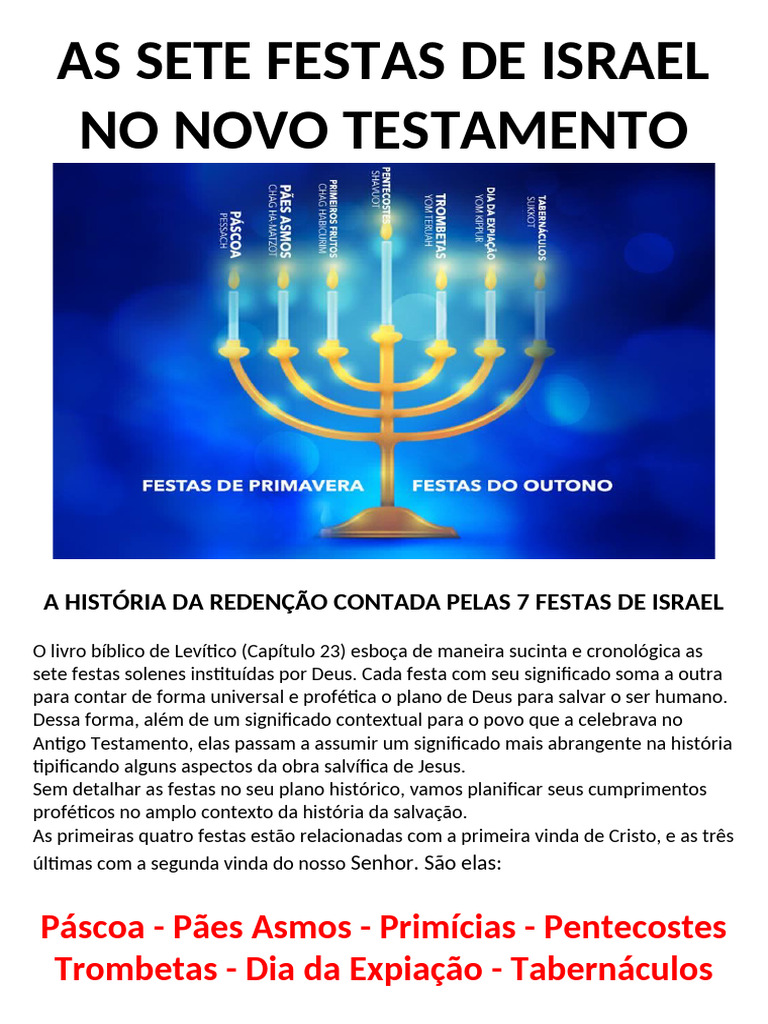 As Sete Festas de Israel | PDF | Ressurreição de Jesus | Páscoa