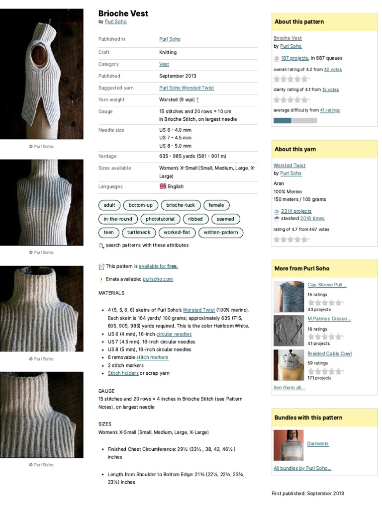 Brioche Vest Purl Soho | PDF