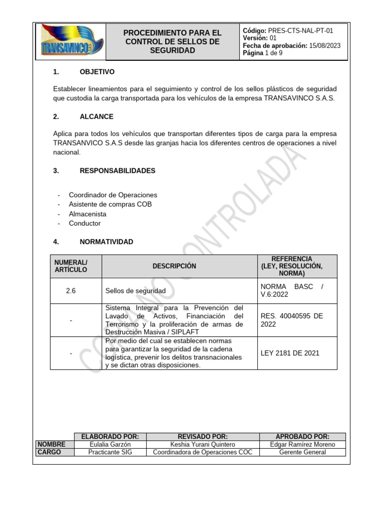 Control de Sellos de Seguridad en Transporte | PDF | Transporte