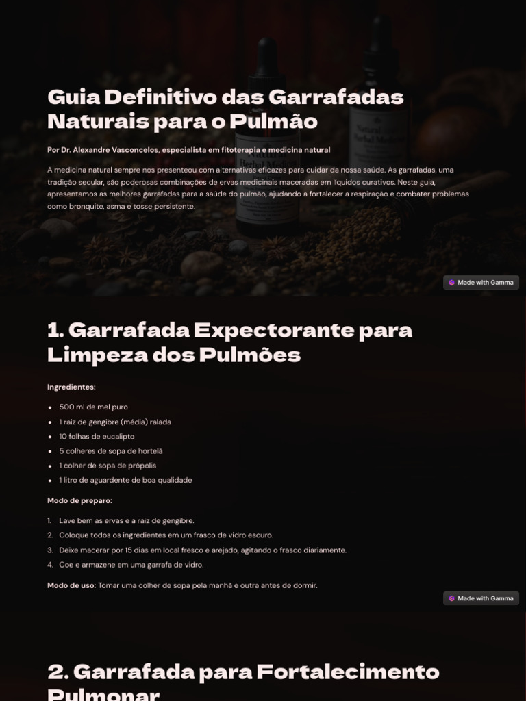 Garrafadas Naturais para Saúde Pulmonar | PDF
