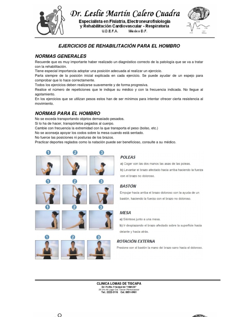 Ejercicios De Rehabilitación Para El Hombro Pdf Medicina Clinica