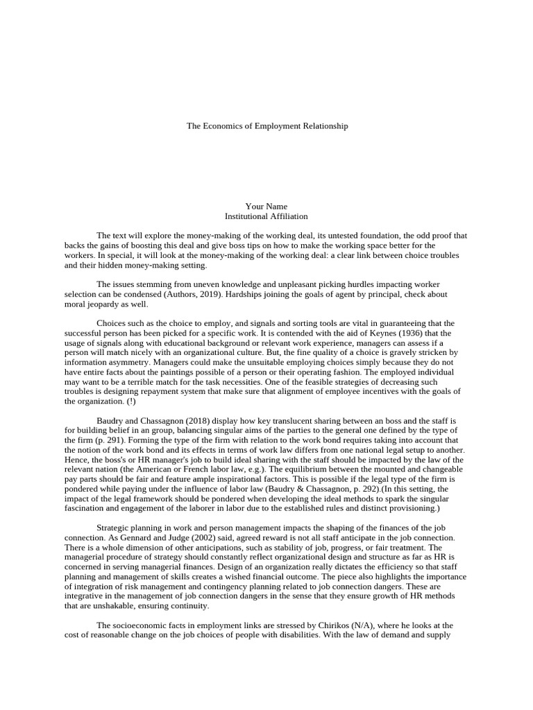 _The Economics of Employment Relationship | PDF | Employment | Labour Economics