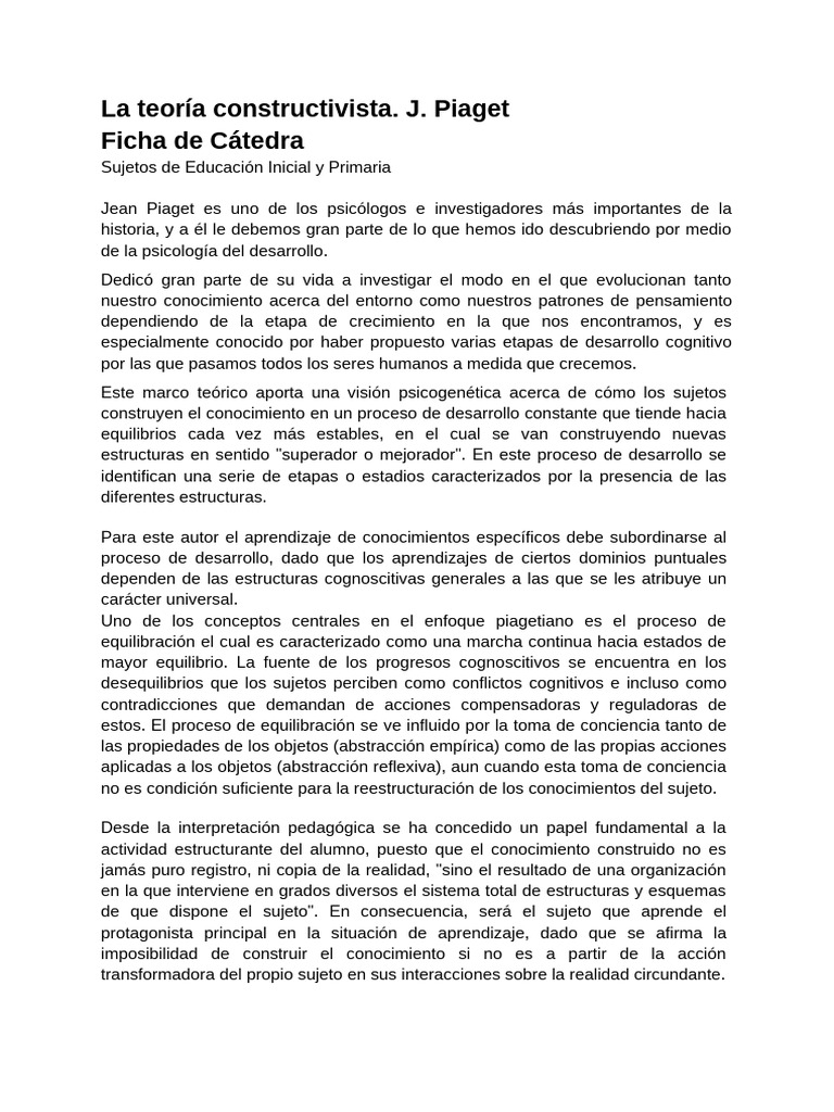 La Teoría Constructivista | PDF | Pensamiento | Desarrollo cognitivo