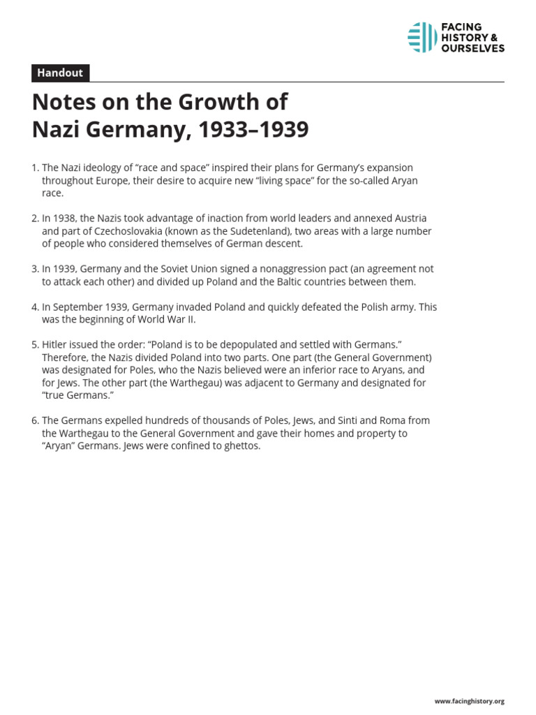 Notes On The Growth of Nazi Germany 1933-1939 | PDF