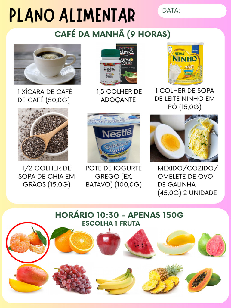 Plano Alimentar Completo e Balanceado | PDF | Culinária | Alimentos