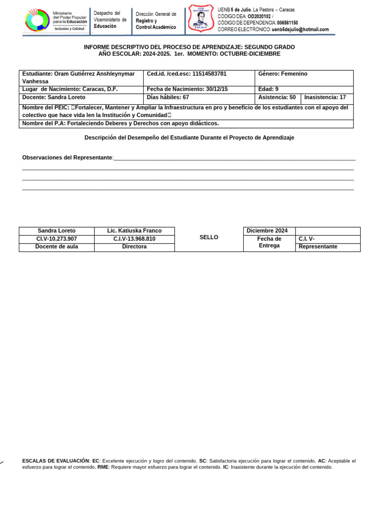 Formato Boleta 2do 24-25 | PDF