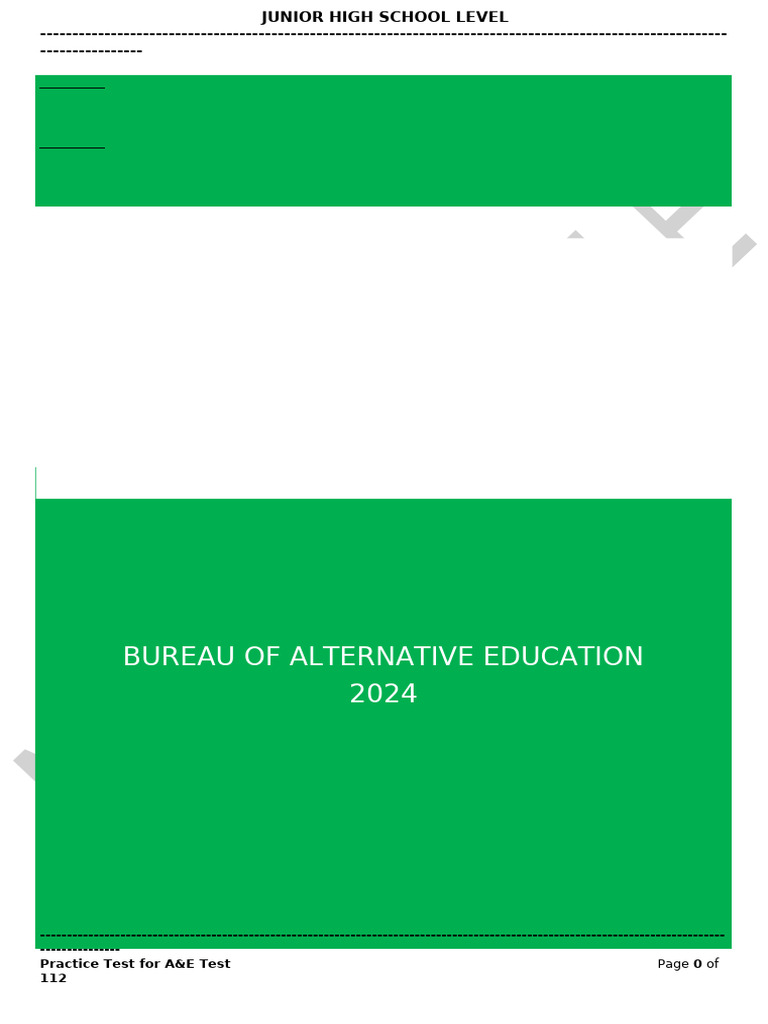 Junior High A&E Test Practice Questions | PDF | Time Management ...