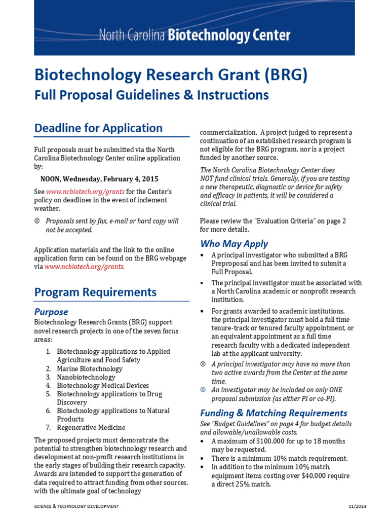 BRG Full Proposal Guidelines & Instructions 2015 - FINAL | PDF | Clinical Trial | Salary