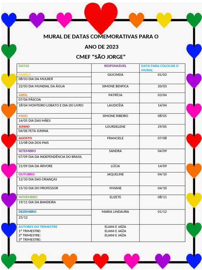 Datas Comemorativas Pdf