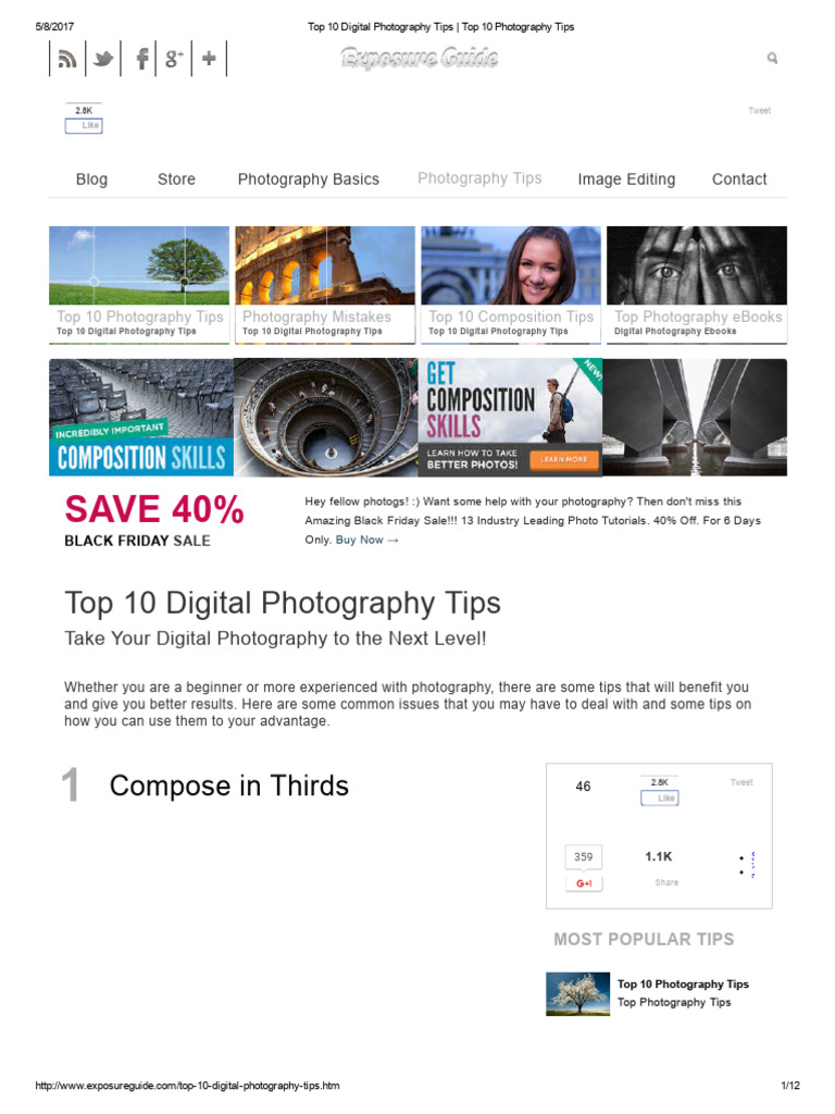 Top 10 Digital Photography Tips | PDF | Shutter Speed | Camera