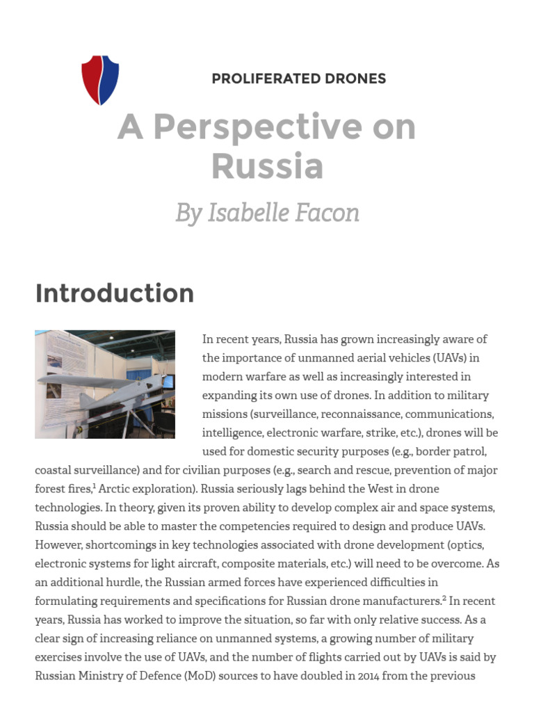A-Perspective-on-Russia-Proliferated-Drones | PDF | Unmanned Aerial Vehicle | Electronic Warfare
