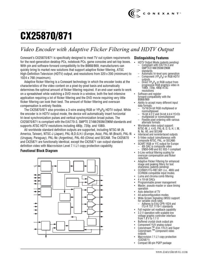 CX25870 ConexantSystems | PDF | Display Resolution | Video