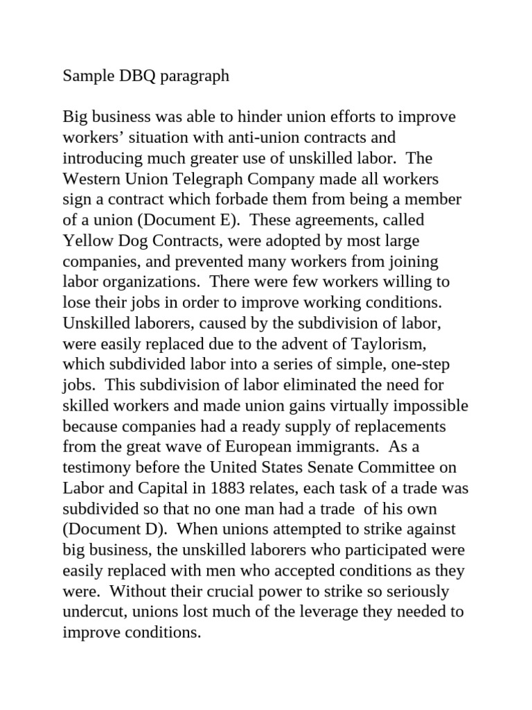 Sample DBQ paragraph | PDF