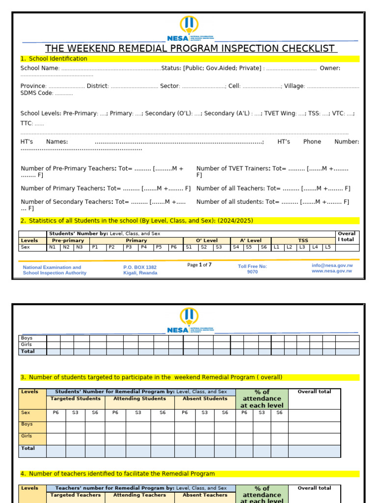 Weekend Remedial Program Inspection Checklist | PDF | Integrated Truss ...