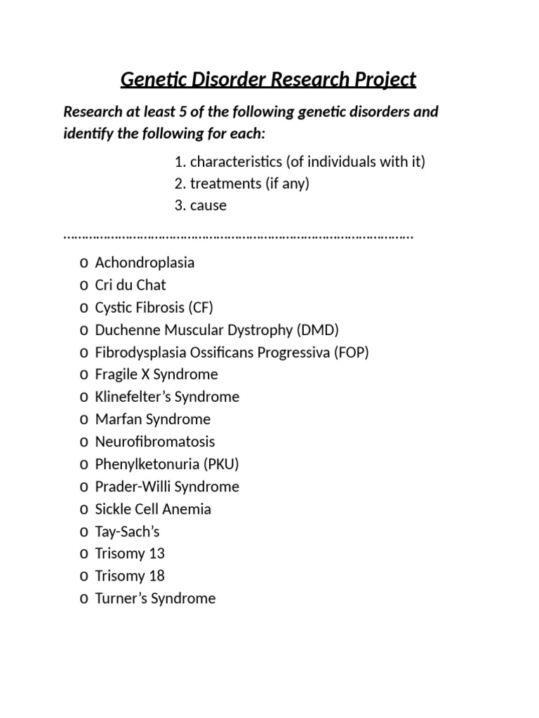 Genetic Disorder Research Project | PDF
