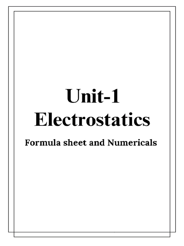 Unit-1 Formula Sheet & Numericals | PDF