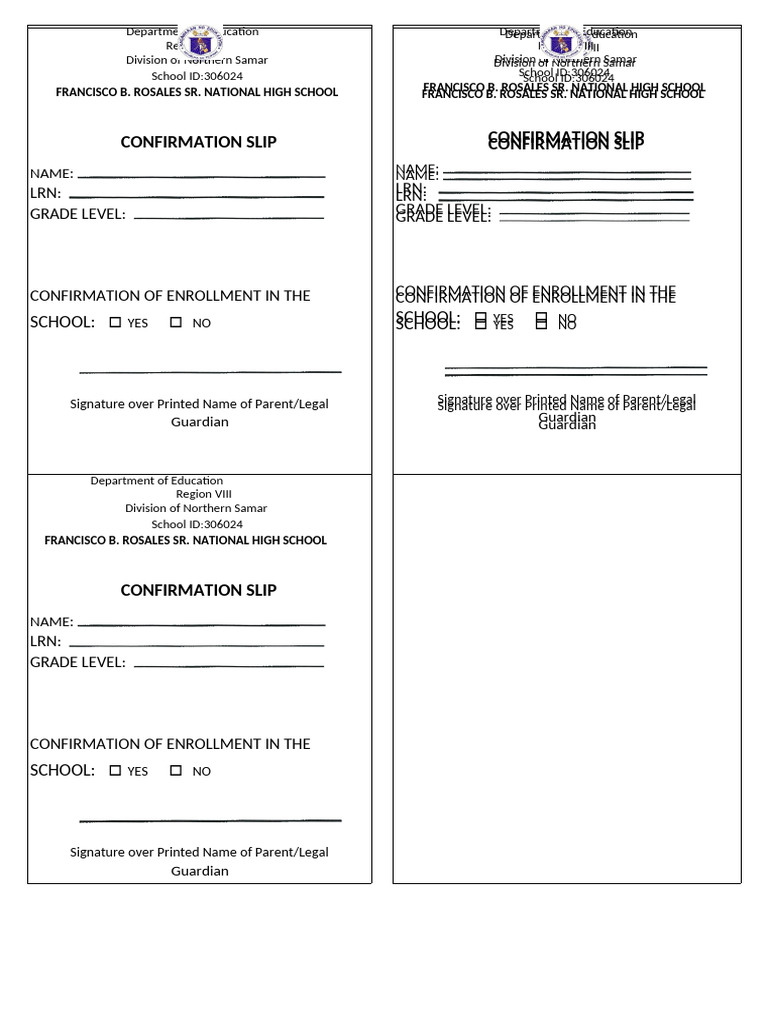 CONFIRMATION SLIP | PDF | Authentication
