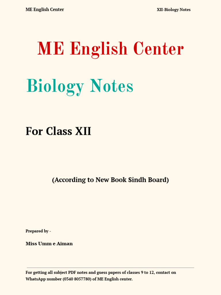 Class 12 Biology Notes | PDF | Nervous System | Neuron