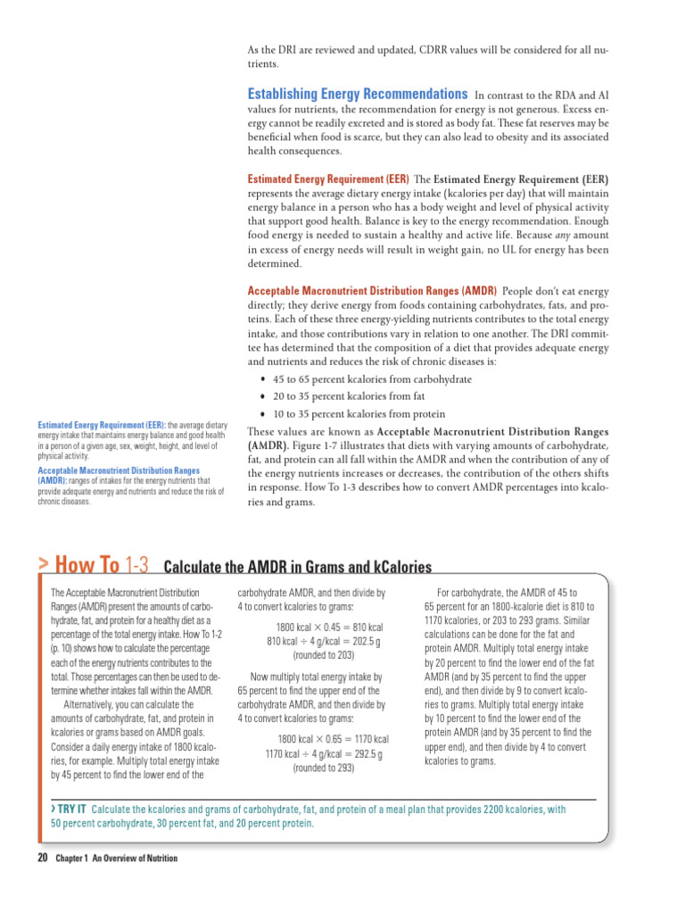 AMDR Acceptable Macronutrients Distribution Ranges (Understanding ...