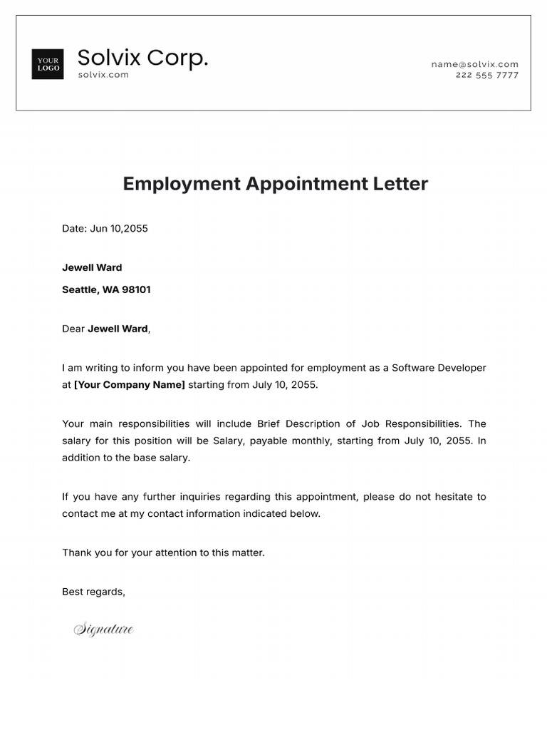 Employment Appointment Letter | PDF