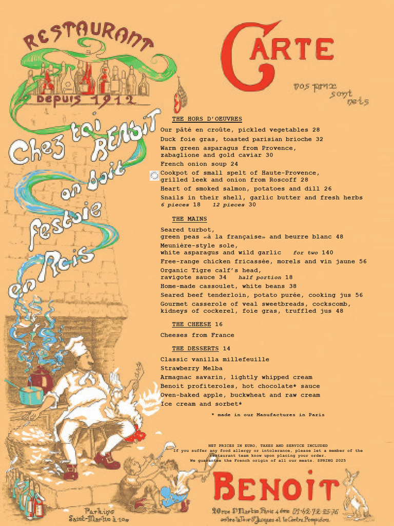 2025 03 31 Benoit Paris Carte en | PDF