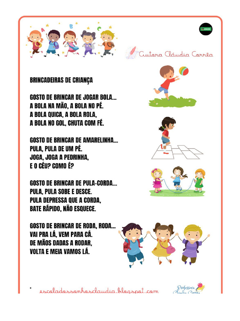 Poema Brincadeiras de Criança de Cláudia Côrrea | PDF