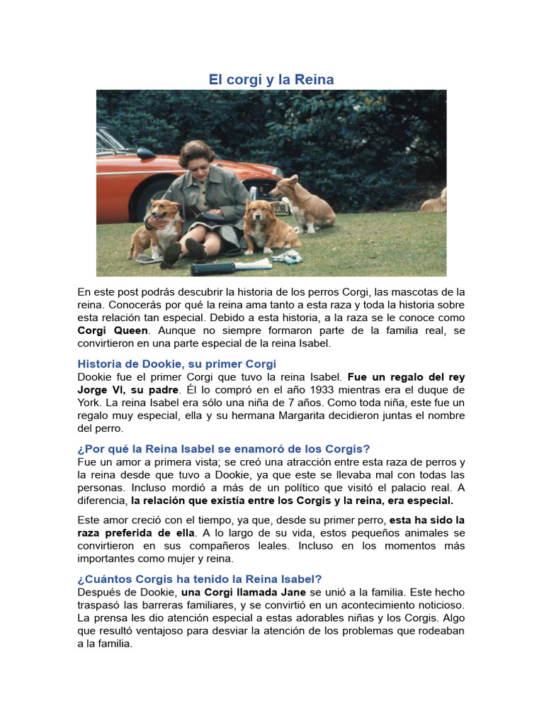 Por Qué La Reina Isabel Tiene Obsesión Por El Corgi | PDF