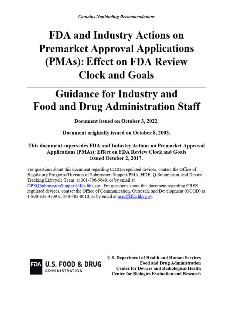 FDA Guidance on PMA Review Process | PDF | Food And Drug Administration