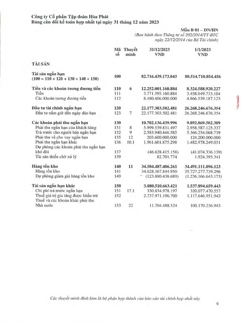 HPG BCTC Hop Nhat Nam 2023 Da Kiem Toan | PDF
