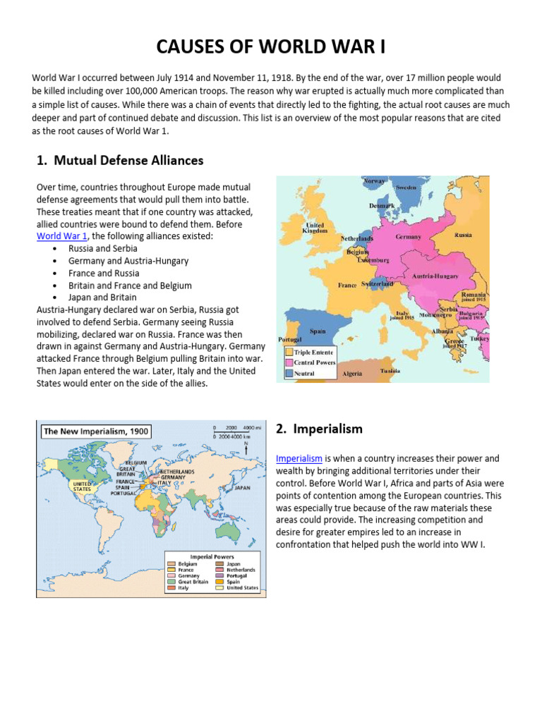 Causes of WWI | PDF | Austria Hungary | German Empire