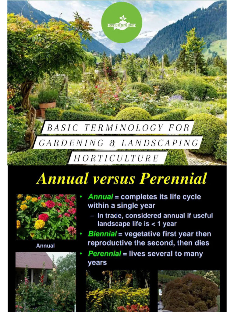 Basic Terminology For Gardening & Landscaping Horticulture at HDL | PDF