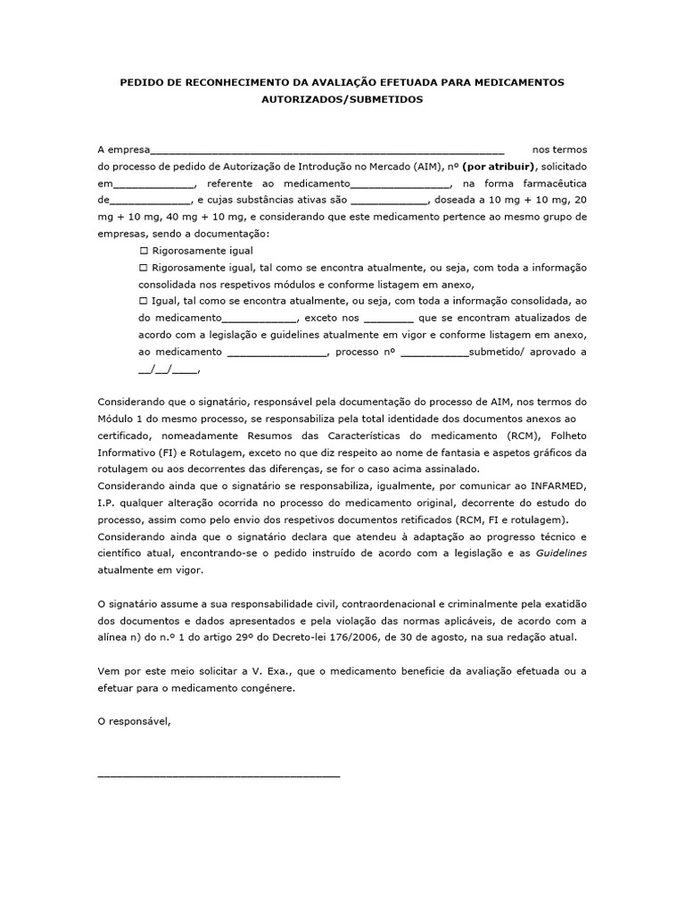Pedido de Reconhecimento de Medicamento | PDF