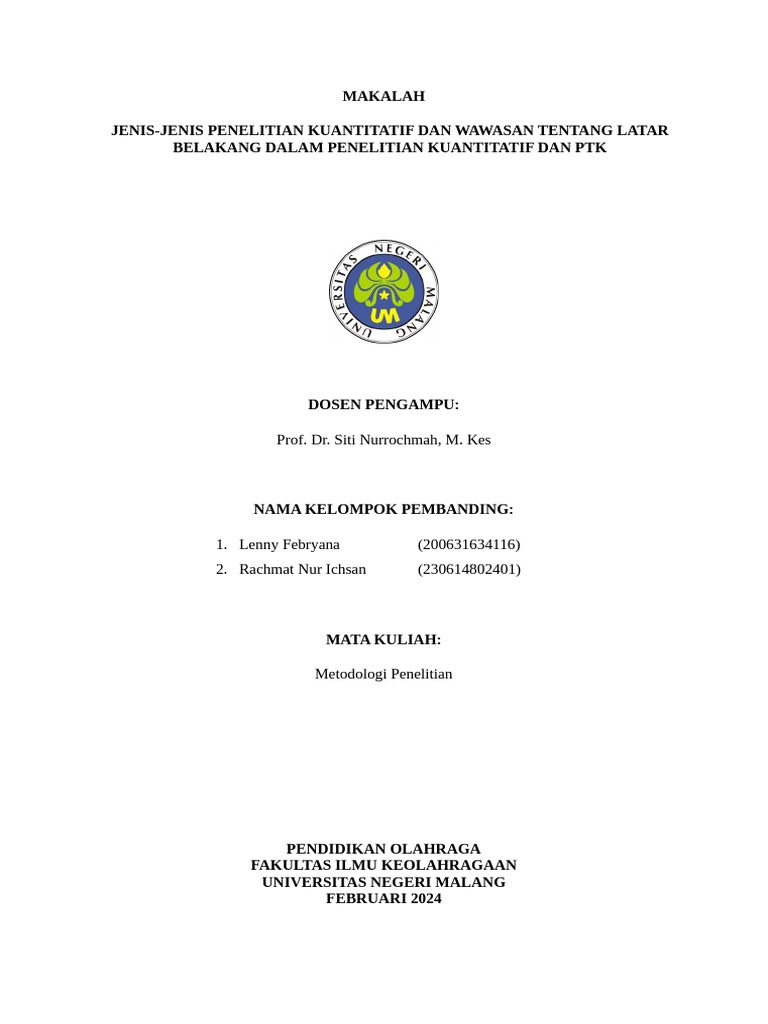 Makalah Jenis-Jenis Penelitian Kuantitatif Dan Wawasan Tentang Latar Belakang Dalam Penelitian ...