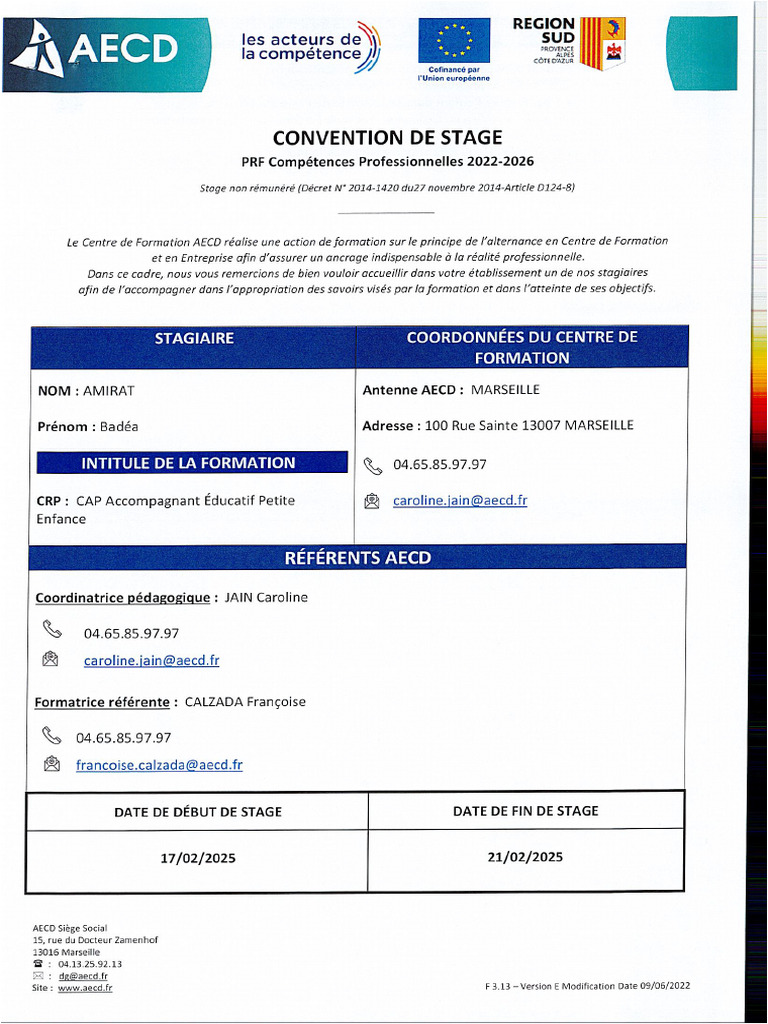 Convention de Stage 3 | PDF