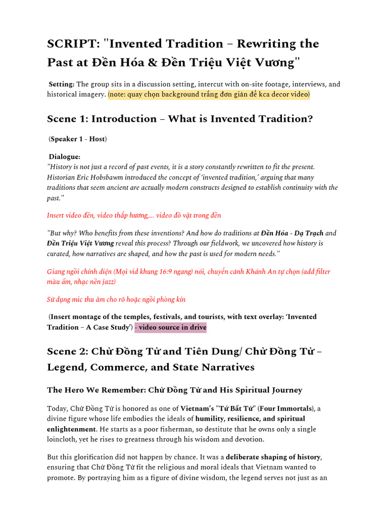 (HIS 1) SCRIPT - "Invented Tradition - Rewriting the Past at Đền Hóa ...