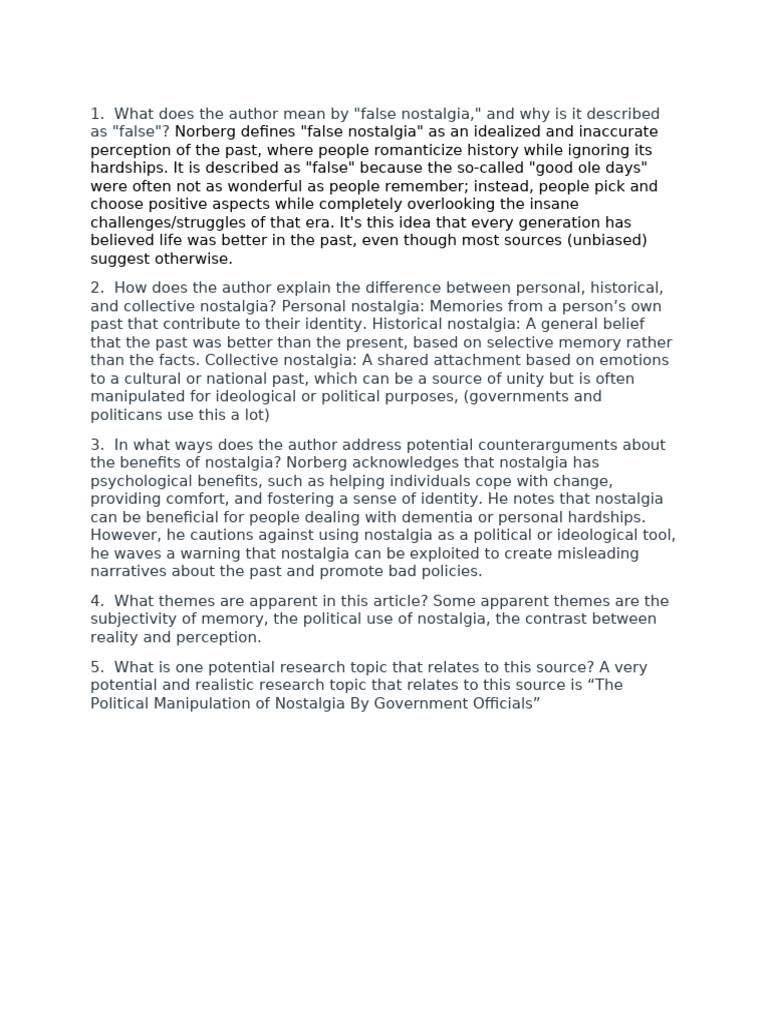 Source 3 - False Nostalgia | PDF