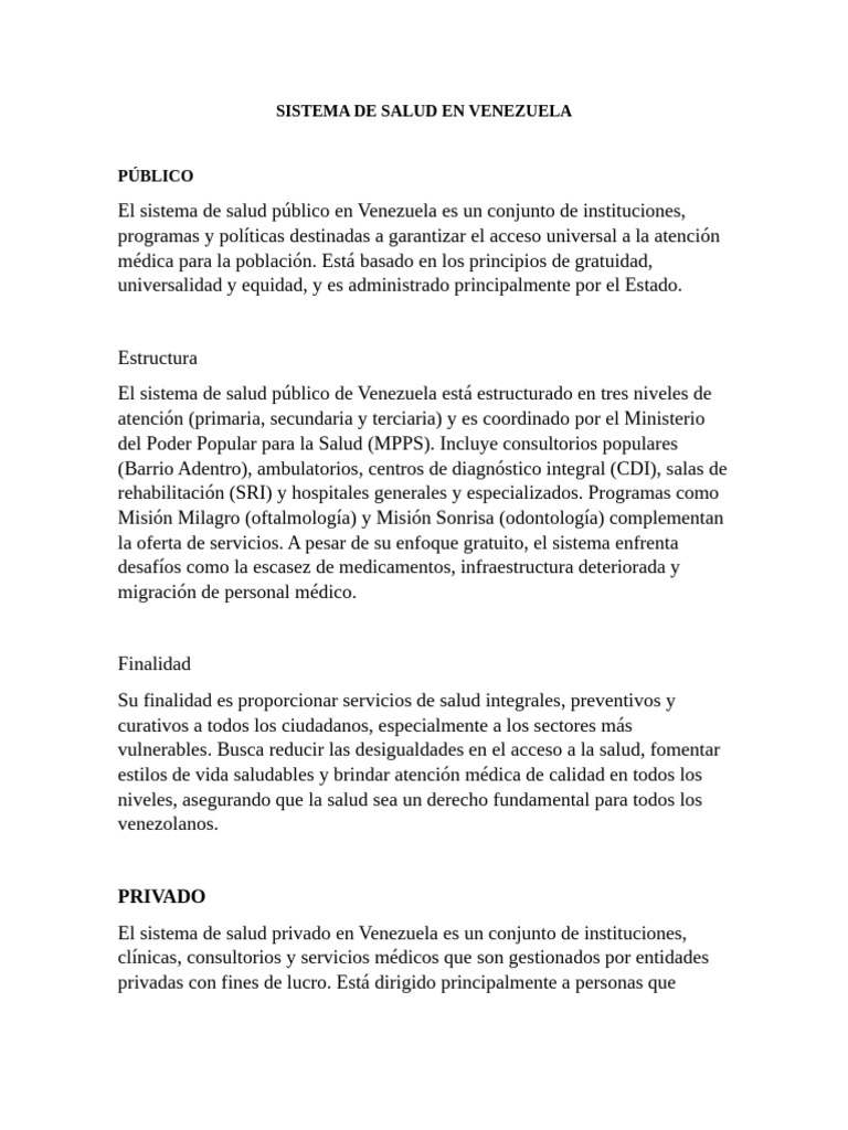 Sistema De Salud En Venezuela Pdf Cuidado De La Salud Programas 9780