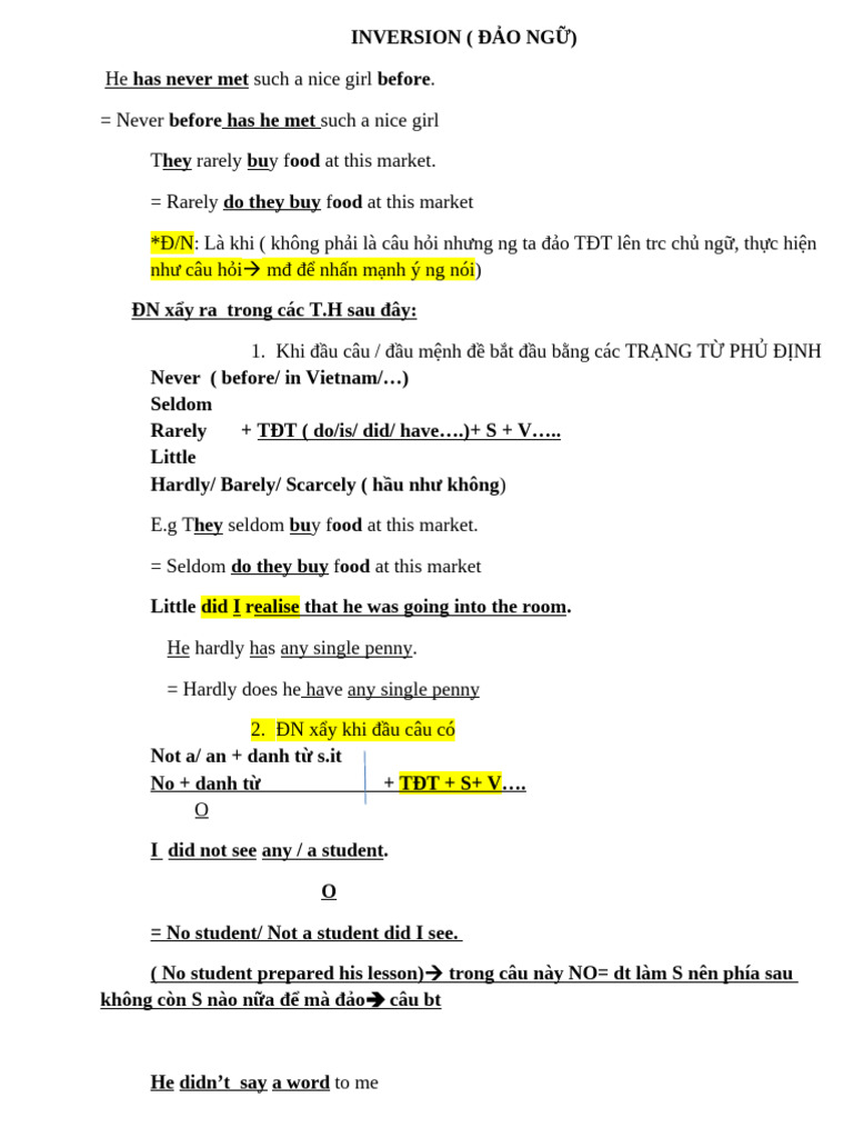 Inversion in English Grammar Explained | PDF