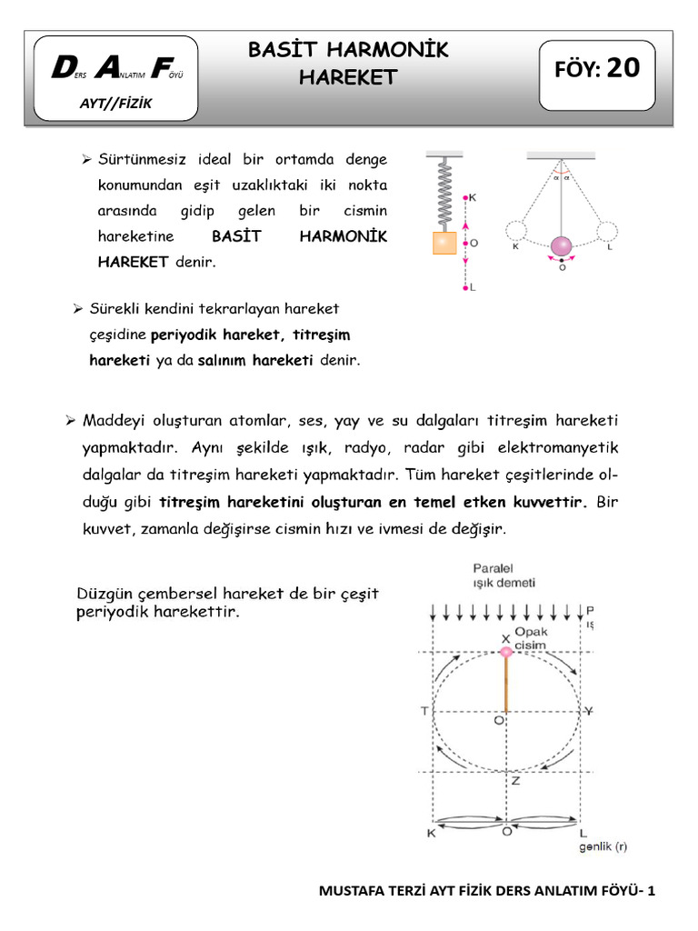 BASİT HARMONIK HAREKET - FÖY20 | PDF