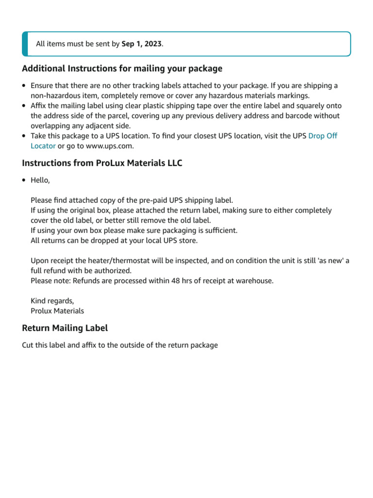 UPS Package Return Instructions | PDF
