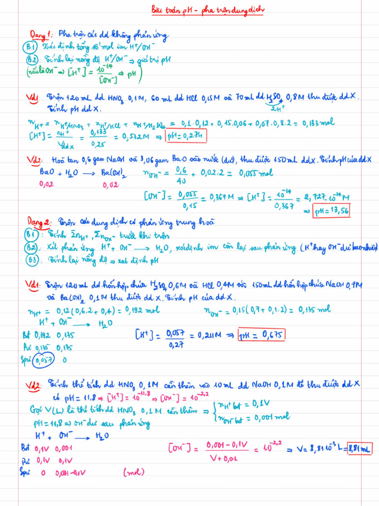 pH pha trộn dung dịch | PDF